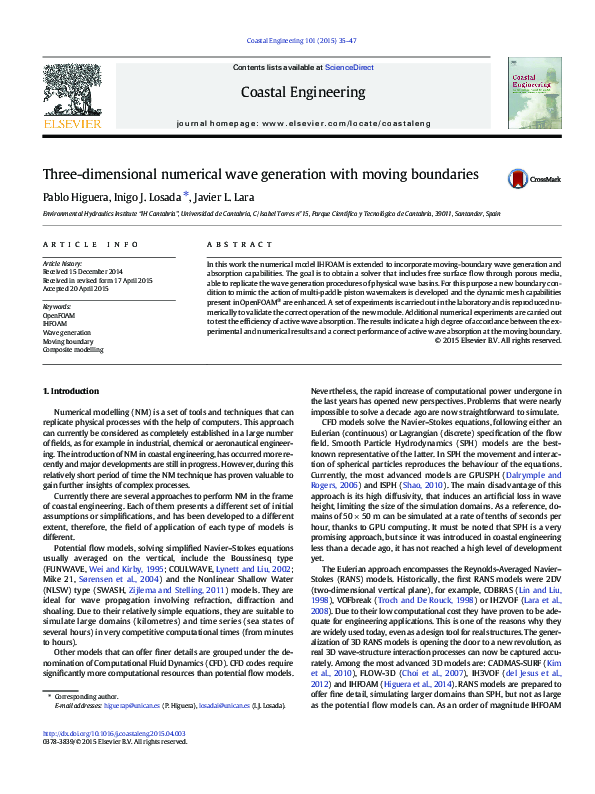(PDF) Three-dimensional numerical wave generation with moving boundaries