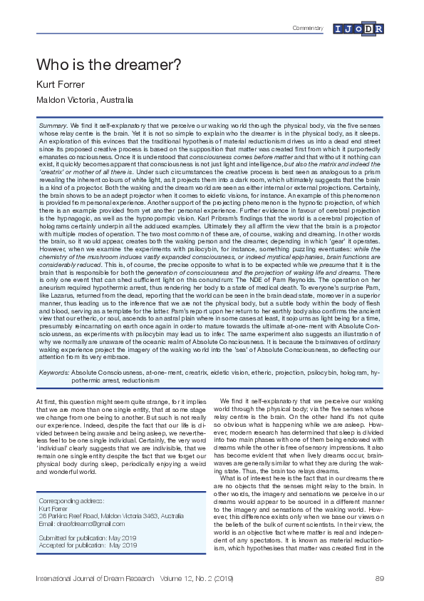 (PDF) Who is the dreamer
