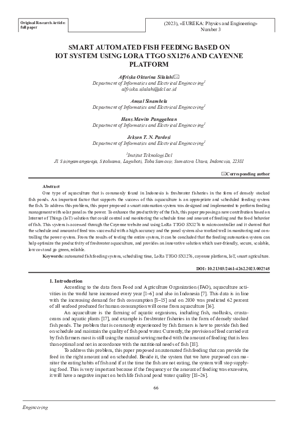 (PDF) Smart automated fish feeding based on IoT system using LoRa TTGO ...