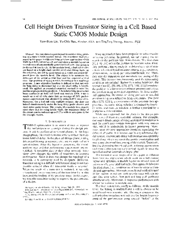 (PDF) Cell height driven transistor sizing in a cell based static CMOS module design
