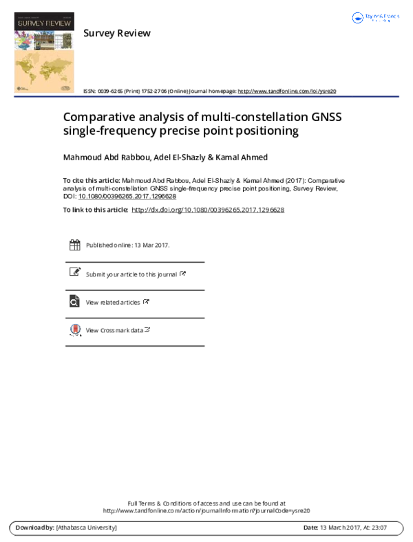 (PDF) Comparative analysis of multi-constellation GNSS single-frequency precise point positioning