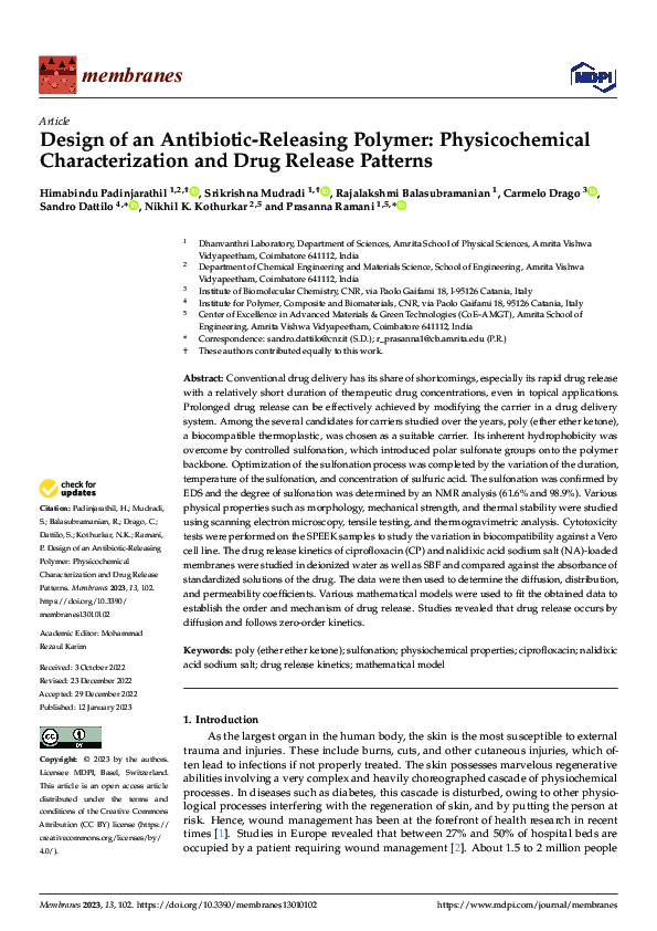 (PDF) Design of an Antibiotic-Releasing Polymer: Physicochemical Characterization and Drug ...