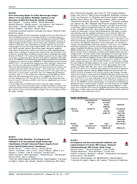 Pdf Mo2021 Predicting Polyp Histology Development And Validation Of An International Simple 