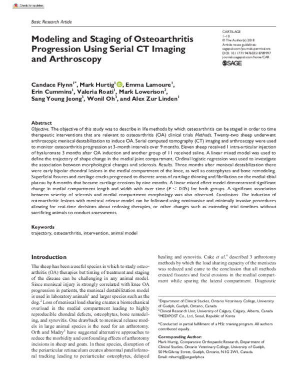(PDF) Modeling and Staging of Osteoarthritis Progression Using Serial ...
