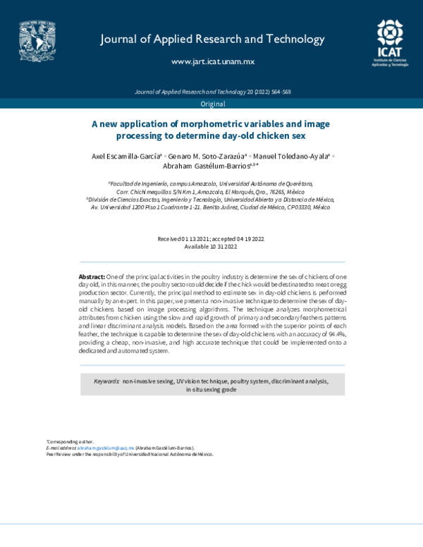 Pdf A New Application Of Morphometric Variables And Image Processing