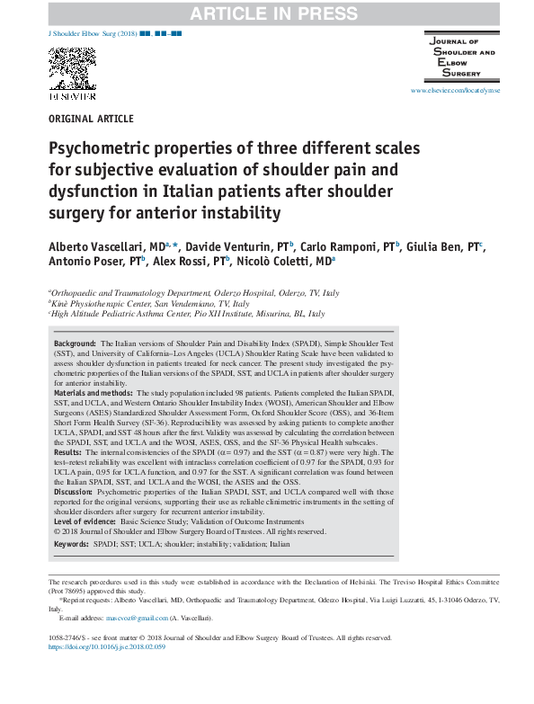 (PDF) Psychometric properties of three different scales for subjective ...