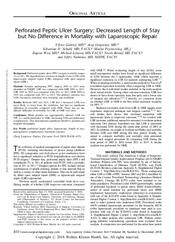 (PDF) Perforated Peptic Ulcer Surgery
