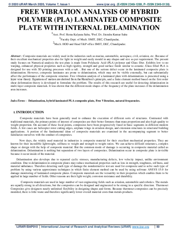 (PDF) Free Vibration Analysis of Hybrid Polymer (Pla) Laminated ...