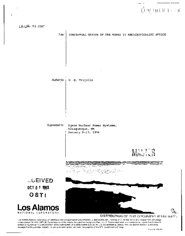 (PDF) Conceptual Design of the Topaz II Anticriticality Device