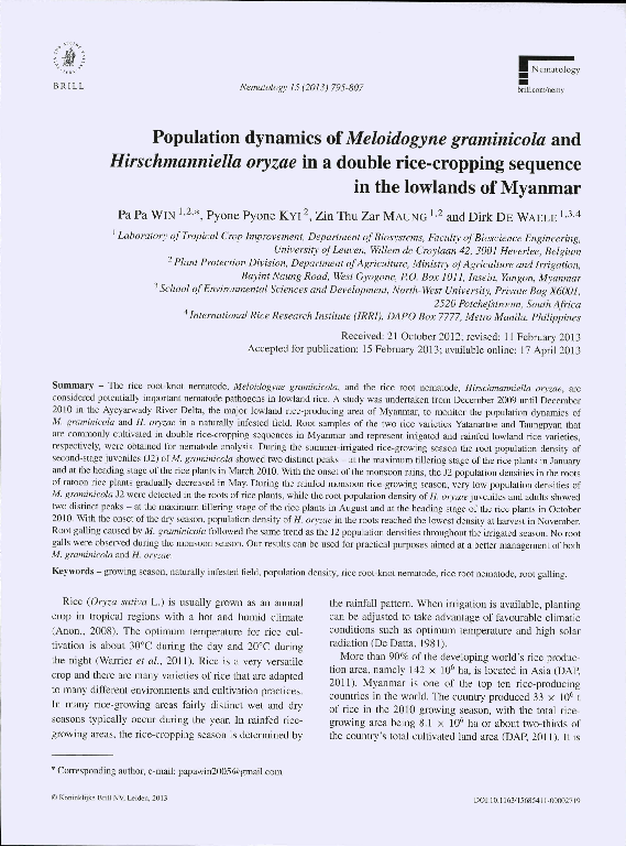 (PDF) Population dynamics of Meloidogyne graminicola and ...