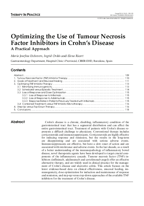 (PDF) Optimizing the Use of Tumour Necrosis Factor Inhibitors in ...