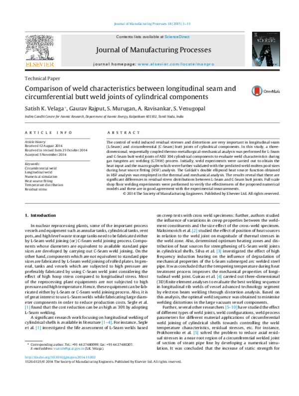 Pdf Comparison Of Weld Characteristics Between Longitudinal Seam And