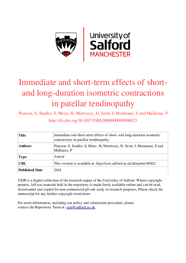 (PDF) Immediate and Short-Term Effects of Short- and Long-Duration ...