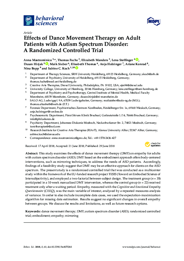 (PDF) Effects of Dance Movement Therapy on Adult Patients with Autism ...
