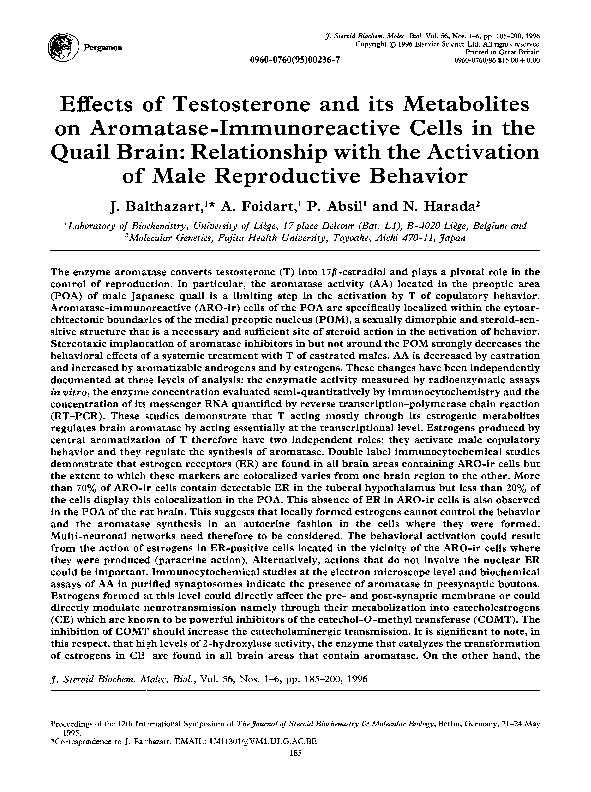 (PDF) Effects of testosterone and its metabolites on aromatase ...