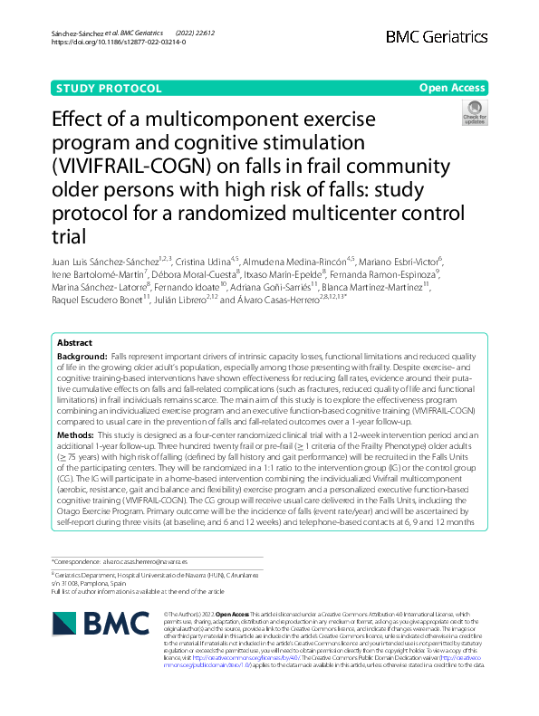 (PDF) Effect of a multicomponent exercise program and cognitive stimulation (VIVIFRAIL-COGN) on ...