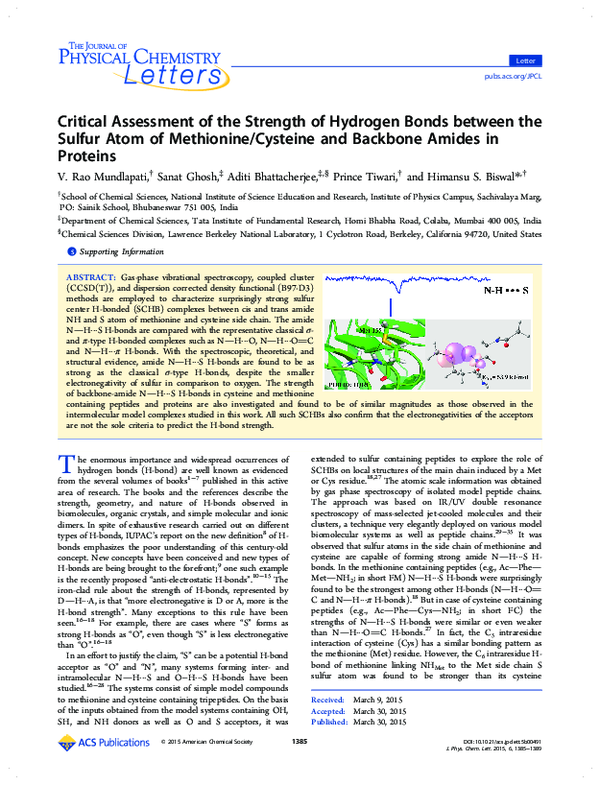 (PDF) Critical Assessment of the Strength of Hydrogen Bonds between the ...