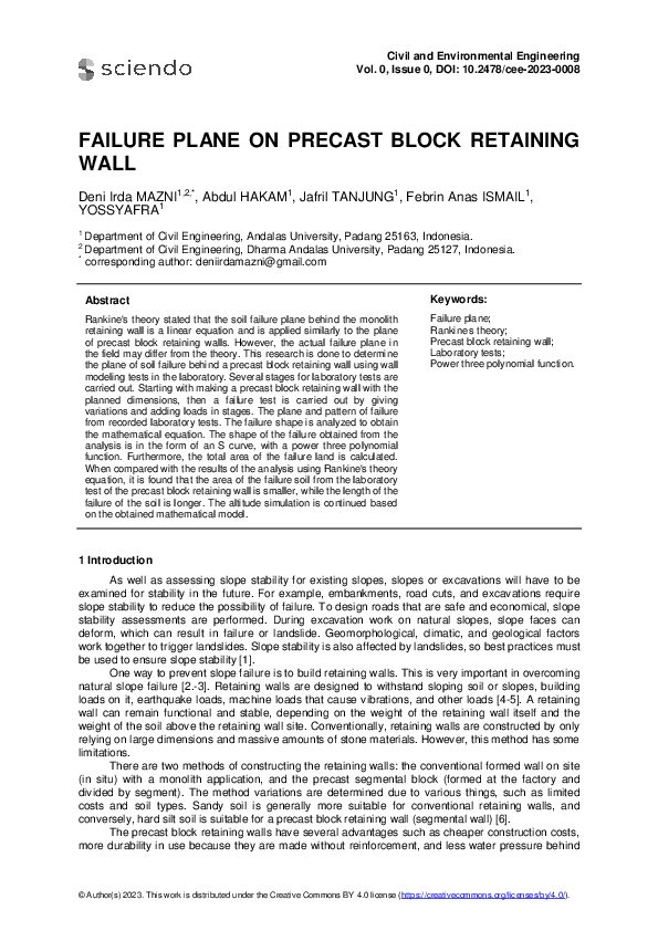 (PDF) Failure Plane on Precast Block Retaining Wall