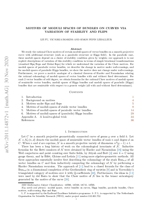 (PDF) Motives of moduli spaces of bundles on curves via variation of stability and flips