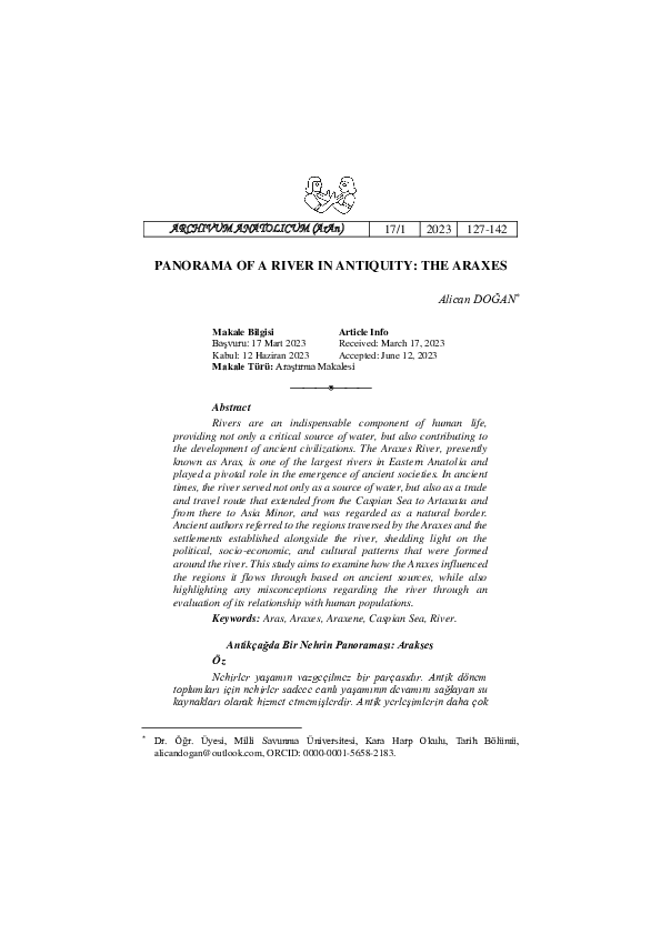 (PDF) Panorama of a River in Antiquity: The Araxes