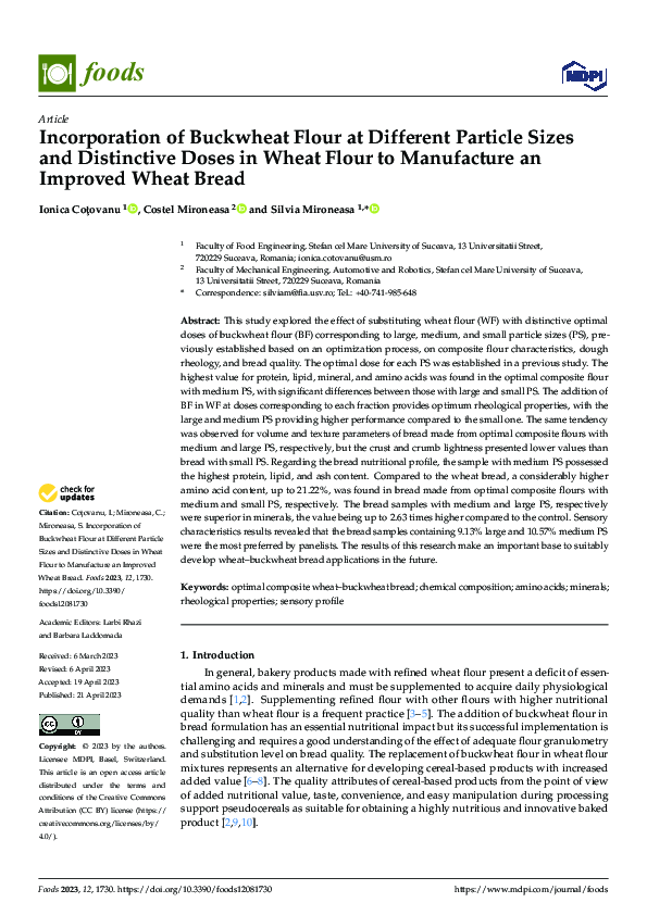(PDF) Incorporation of Buckwheat Flour at Different Particle Sizes and ...