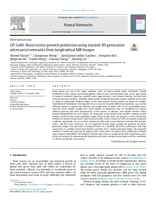 Pdf Gp Gan Brain Tumor Growth Prediction Using Stacked 3d Generative
