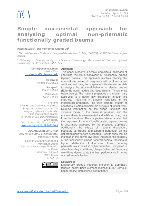 (PDF) Simple Incremental Approach for Analysing Optimal Non-Prismatic ...
