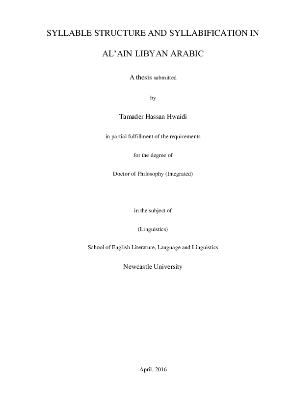 (PDF) Syllable structure and syllabification in Al'ain Libyan Arabic