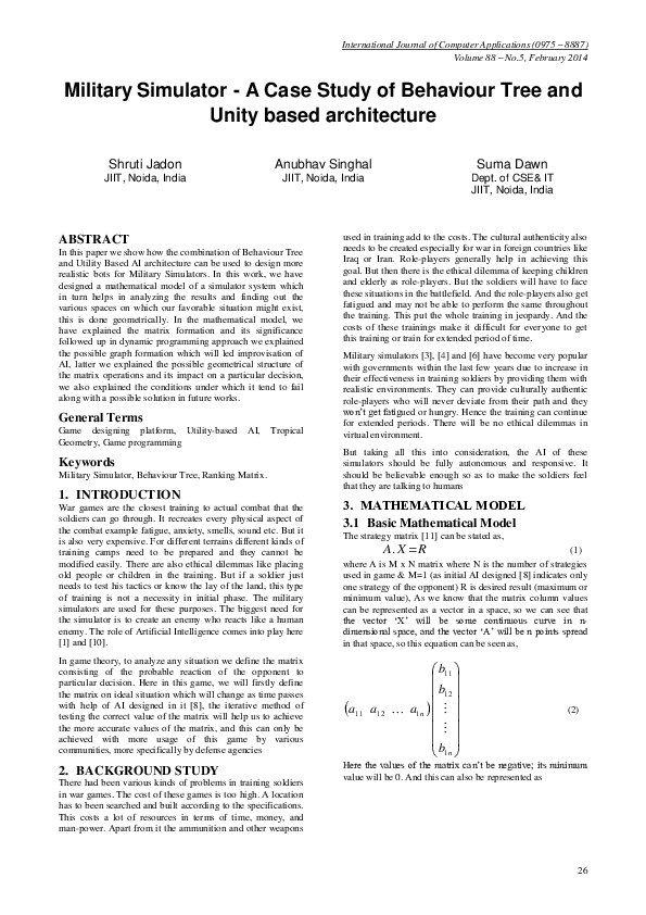 (PDF) Military Simulator - A Case Study of Behaviour Tree and Unity based architecture