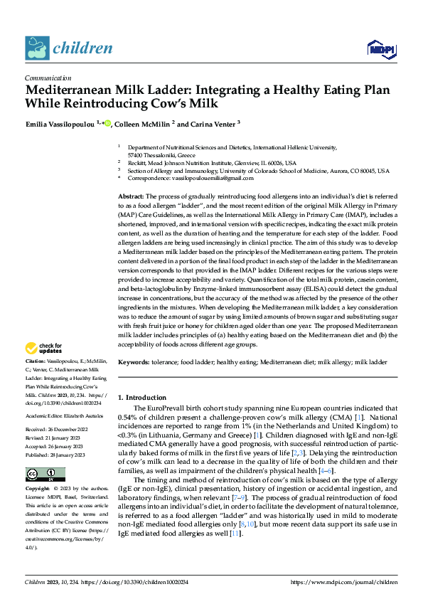 (PDF) Mediterranean Milk Ladder: Integrating a Healthy Eating Plan ...