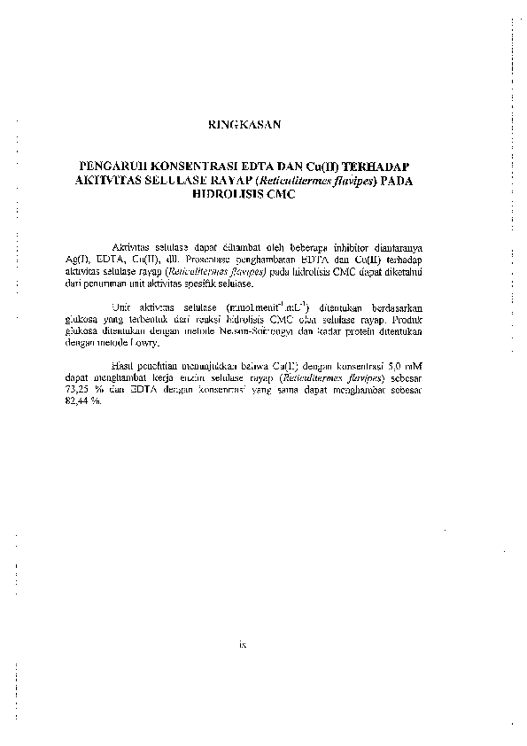 (PDF) Pengaruh konsentrasi edta dan Cu (II) terhadap aktivitas selulase ...