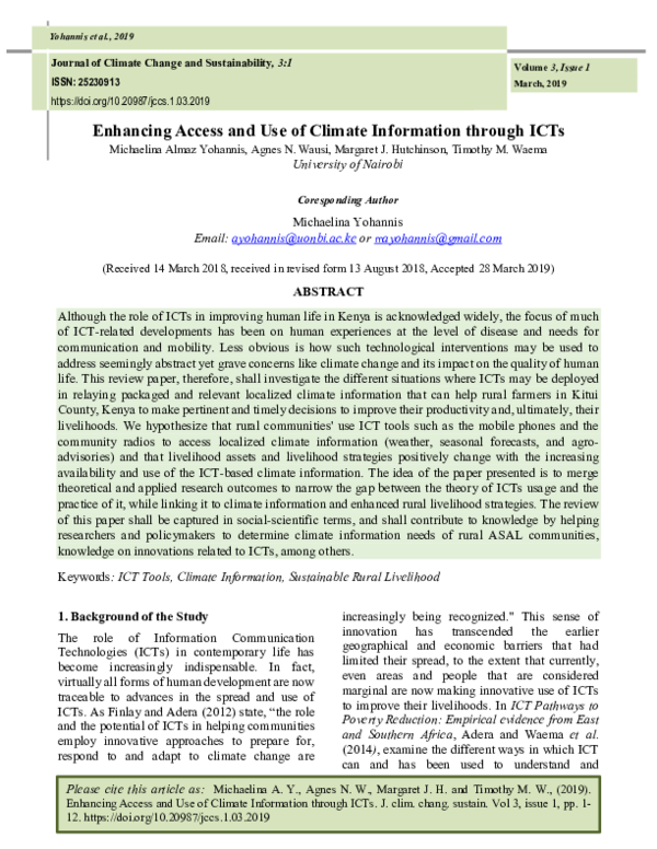 (PDF) Enhancing Access and Use of Climate Information through ICTs