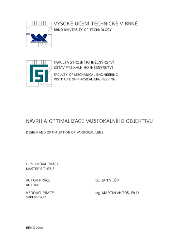 (PDF) Design and optimization of varifocal lens