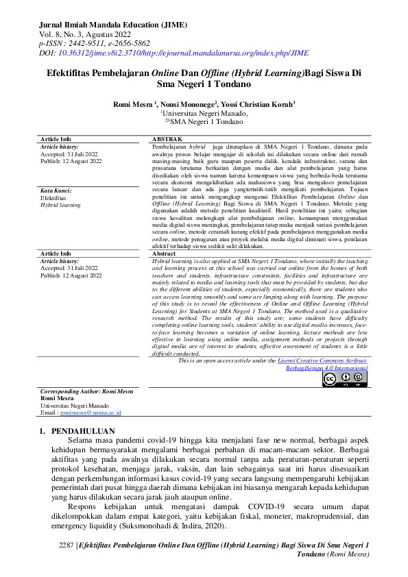 (PDF) Efektifitas Pembelajaran Online Dan Offline (Hybrid Learning ...