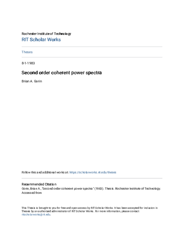 (PDF) Second order coherent power spectra