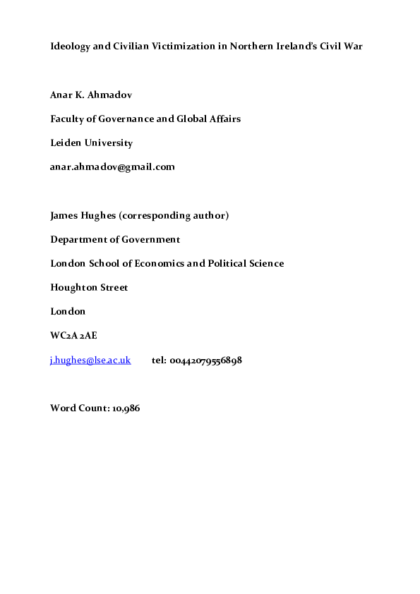 (PDF) Ideology and civilian victimization in Northern Ireland’s civil ...