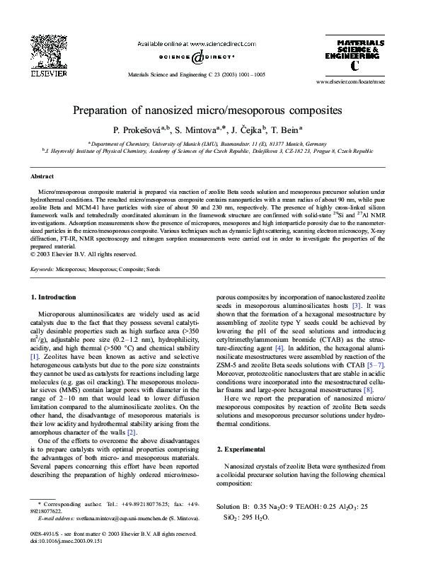 (PDF) Preparation of nanosized micro/mesoporous composites