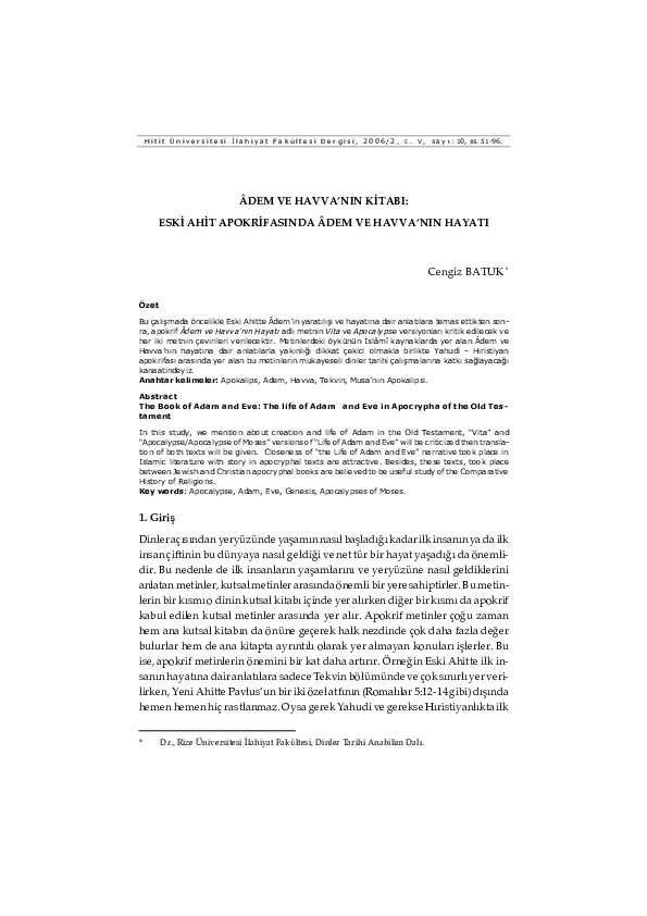 (PDF) The Book of Adam and Eve: The life of Adam and Eve in Apocrypha ...