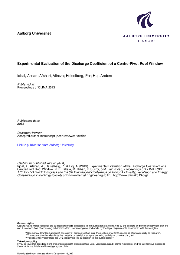 (PDF) Experimental Evaluation of the Discharge Coefficient of a Centre ...
