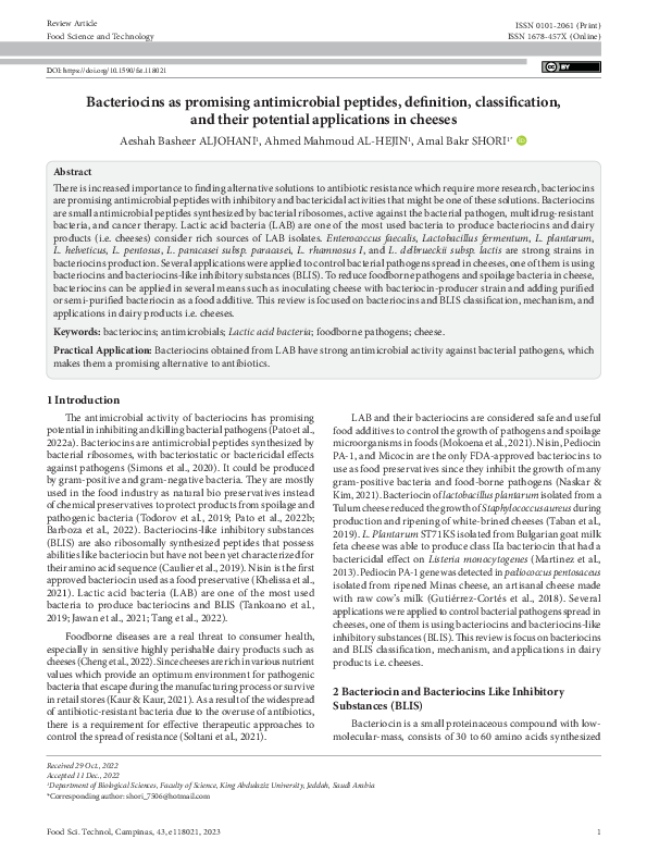 (PDF) Bacteriocins as promising antimicrobial peptides, definition ...