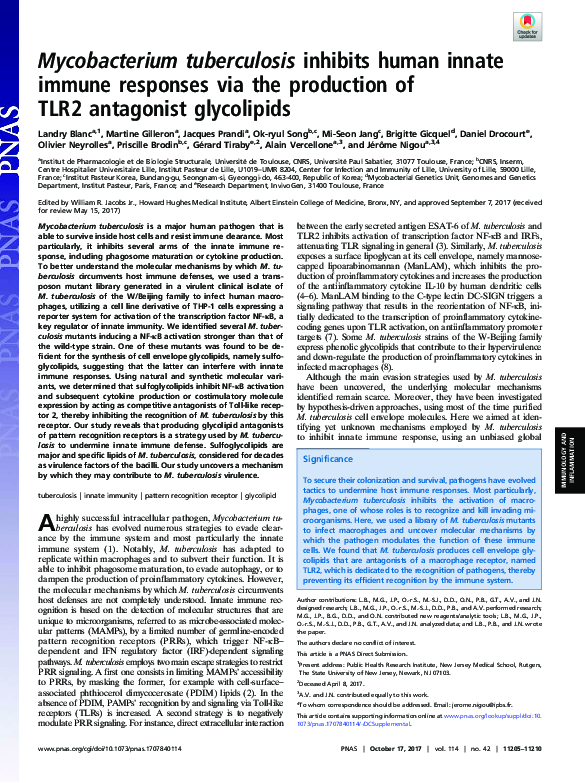 (PDF) Mycobacterium tuberculosis inhibits human innate immune responses ...