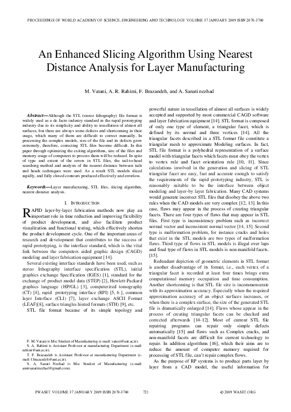 (PDF) An Enhanced Slicing Algorithm Using Nearest Distance Analysis For Layer Manufacturing