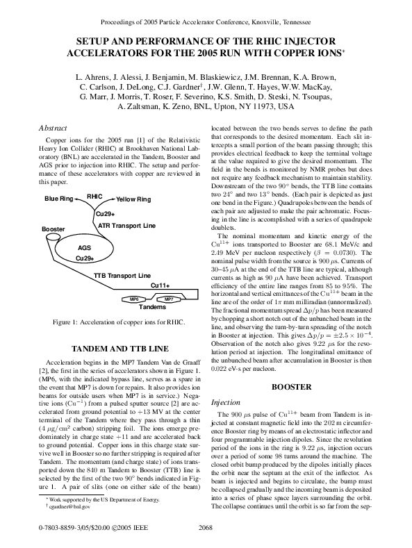 (PDF) Setup and Performance of the RHIC Injector Accelerators for the ...