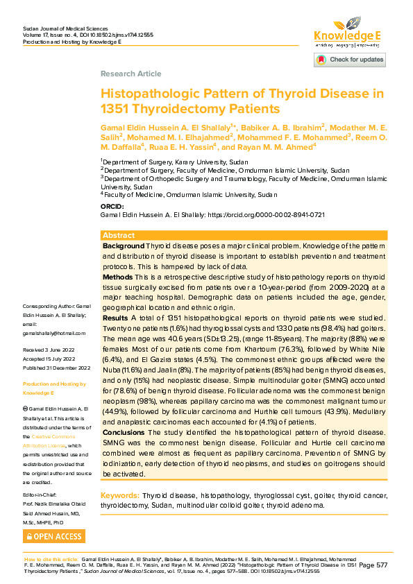 (PDF) Histopathologic Pattern of Thyroid Disease in 1351 Thyroidectomy ...