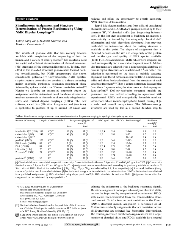 (PDF) Simultaneous Assignment and Structure Determination of Protein ...