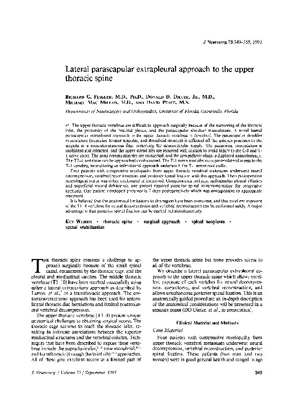 (PDF) Lateral parascapular extrapleural approach to the upper thoracic ...