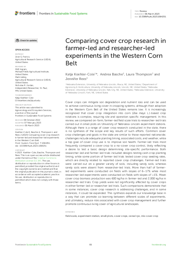 (PDF) Comparing cover crop research in farmer-led and researcher-led ...
