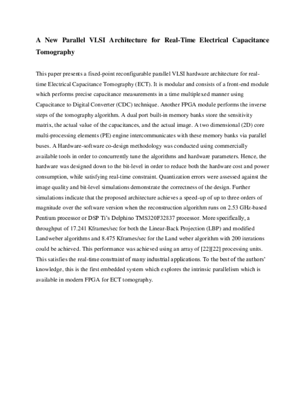 (PDF) A New Parallel VLSI Architecture for Real-Time Electrical Capacitance Tomography | Fajar ...