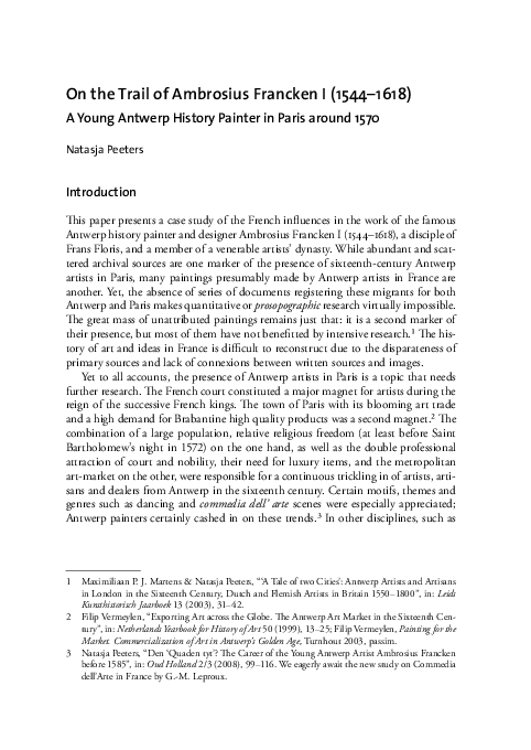 (PDF) On the Trail of Ambrosius Francken I (1544–1618). A Young Antwerp ...