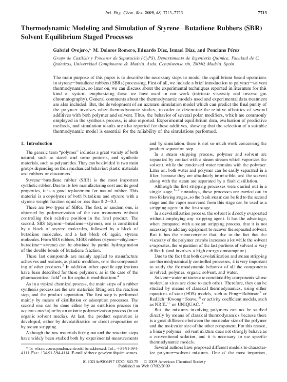 (PDF) Thermodynamic Modeling and Simulation of Styrene−Butadiene Rubbers (SBR) Solvent ...